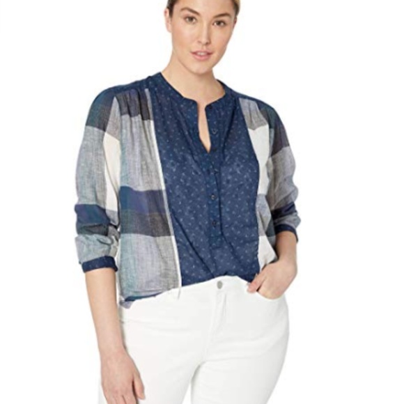 Tops | Plus Size Mixed Print Plaid Popover Top | Poshmark